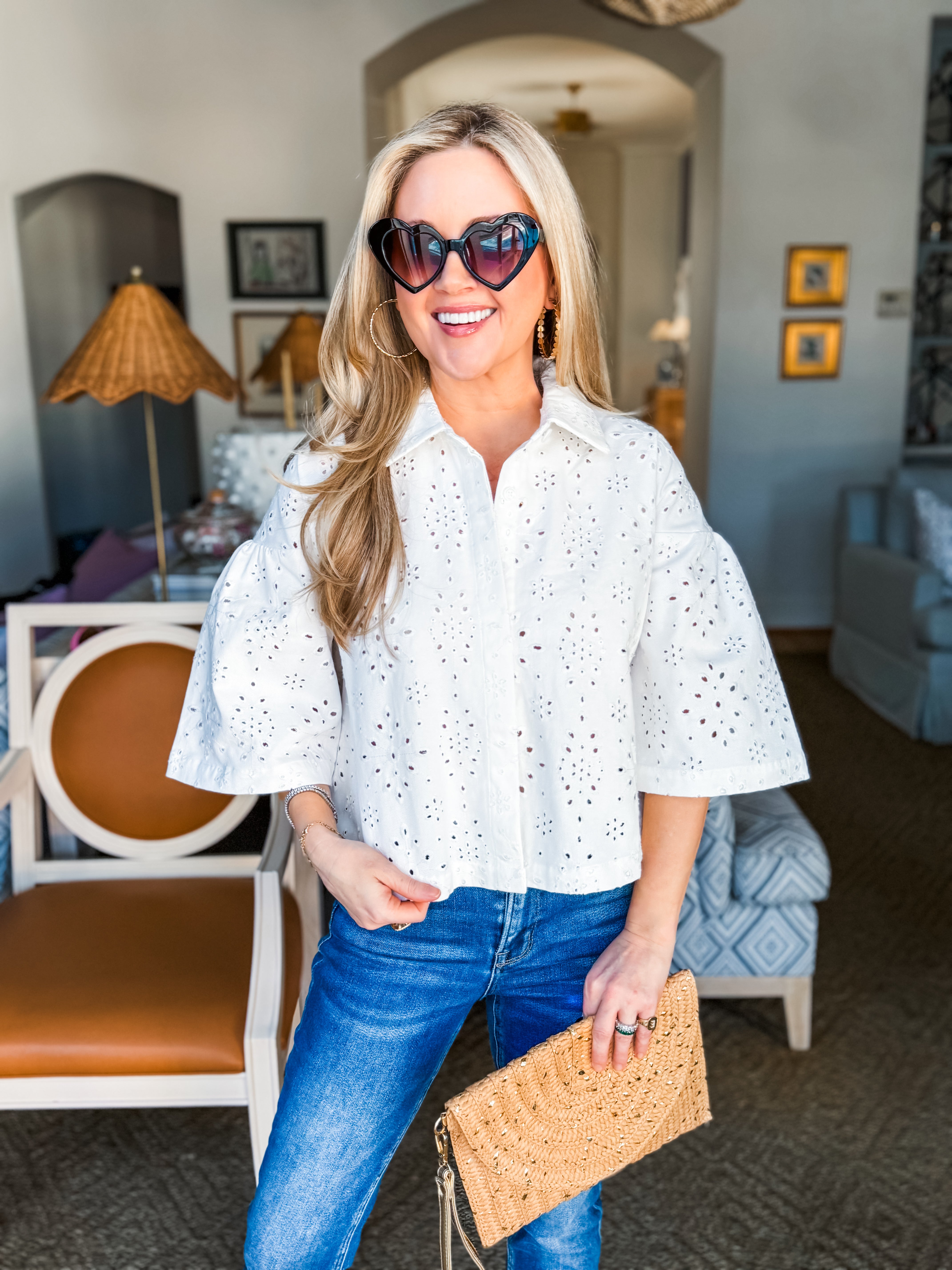 Spring Reset Eyelet Cropped Jacket-White – Pomp & Circumstance Boutique ...